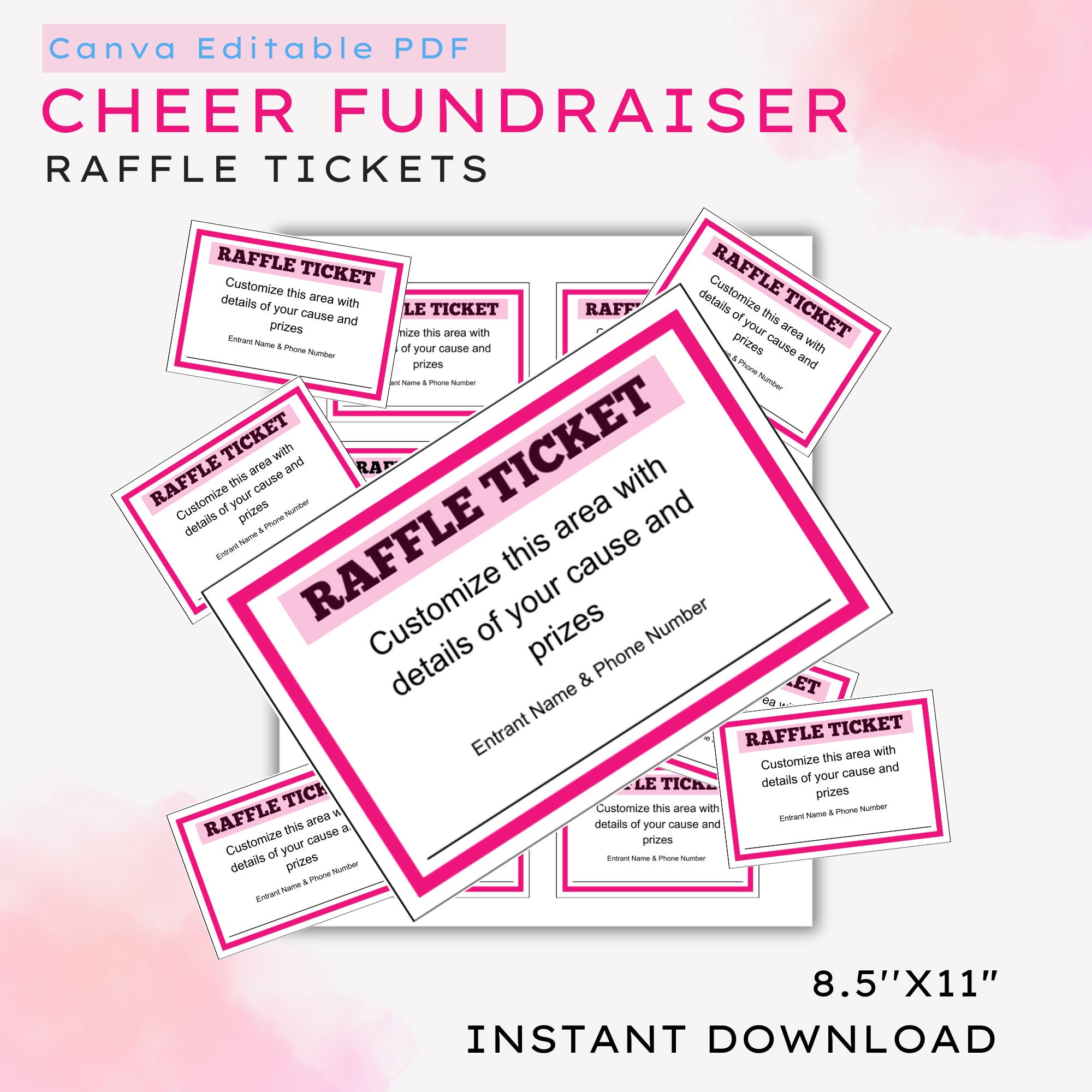 Cheer Fundraiser Raffle Tickets Template School Cheer Squad Fundraising ...