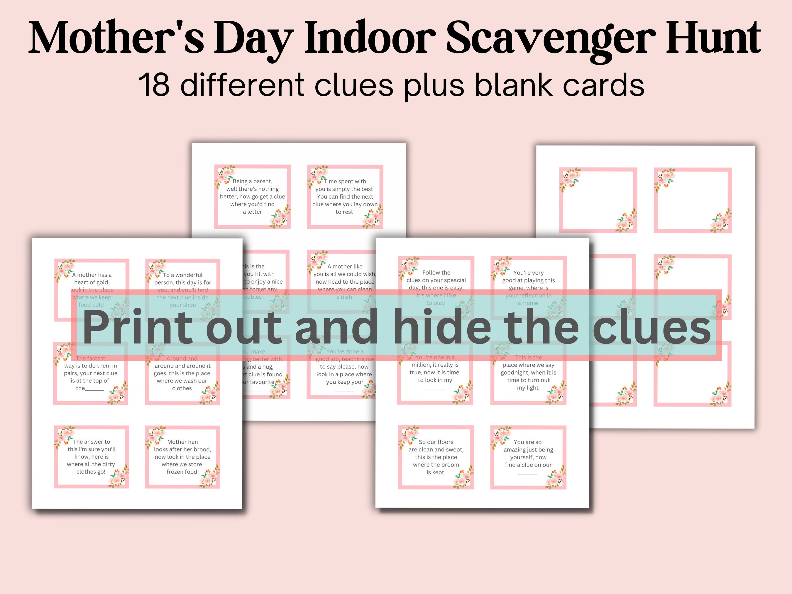 Indoor Printable Mother's Day Scavenger Hunt for Kids & Moms | Treasure ...