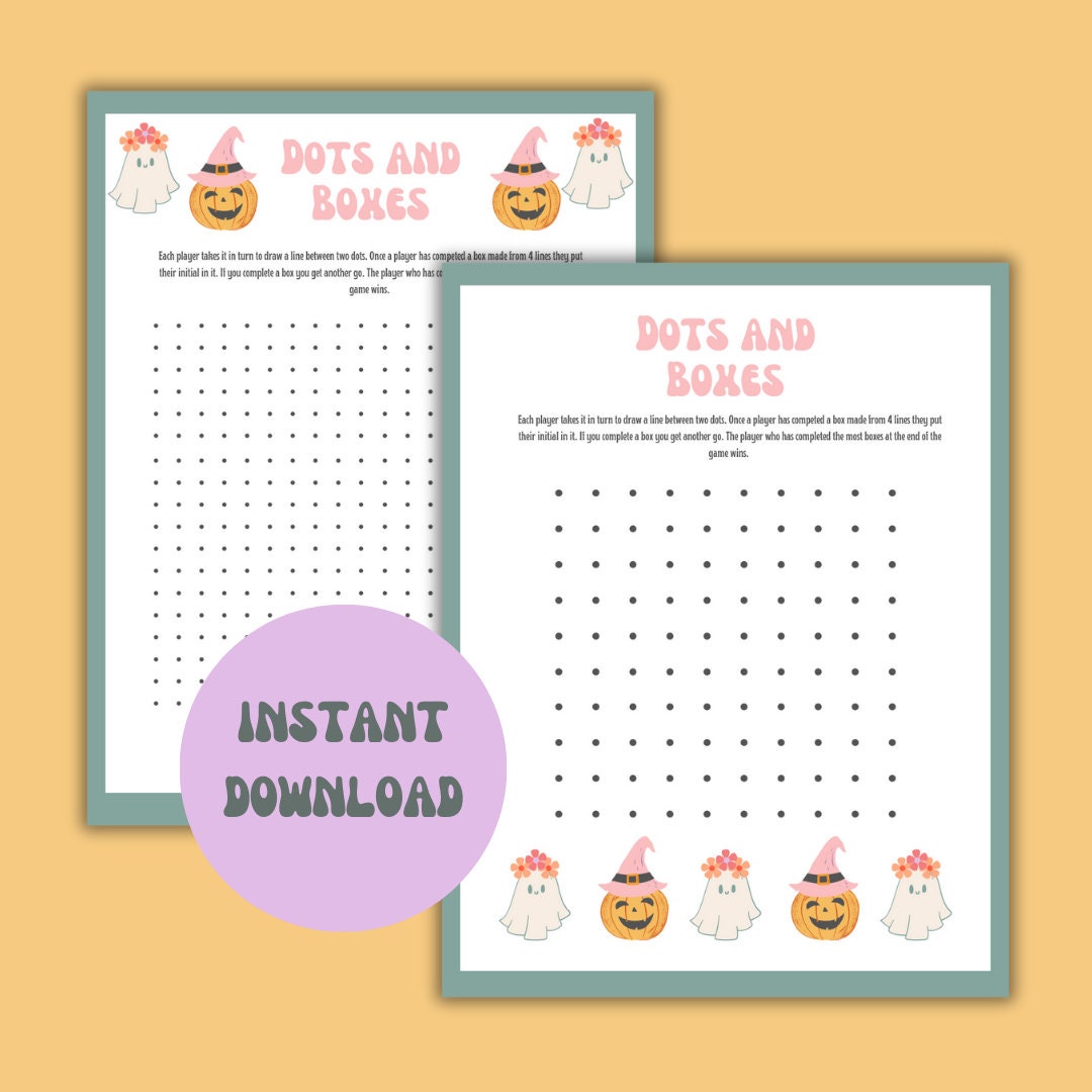 Retro Halloween Printable Dots and Boxes Activity Sheet Halloween Party ...