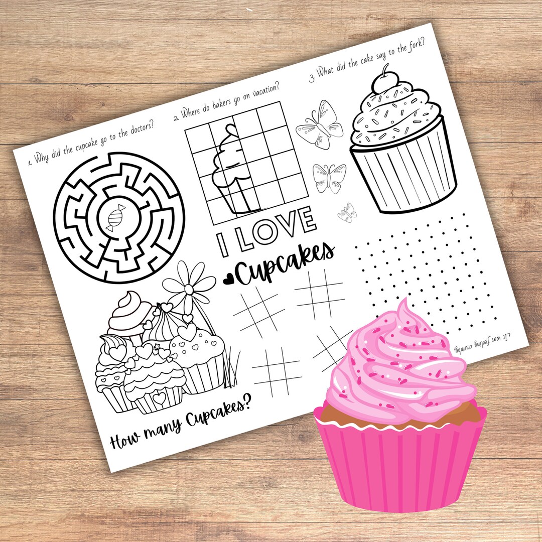 Coloring Placemat Cupcake | Cupcakes Birthday Placemat | Restaurant ...