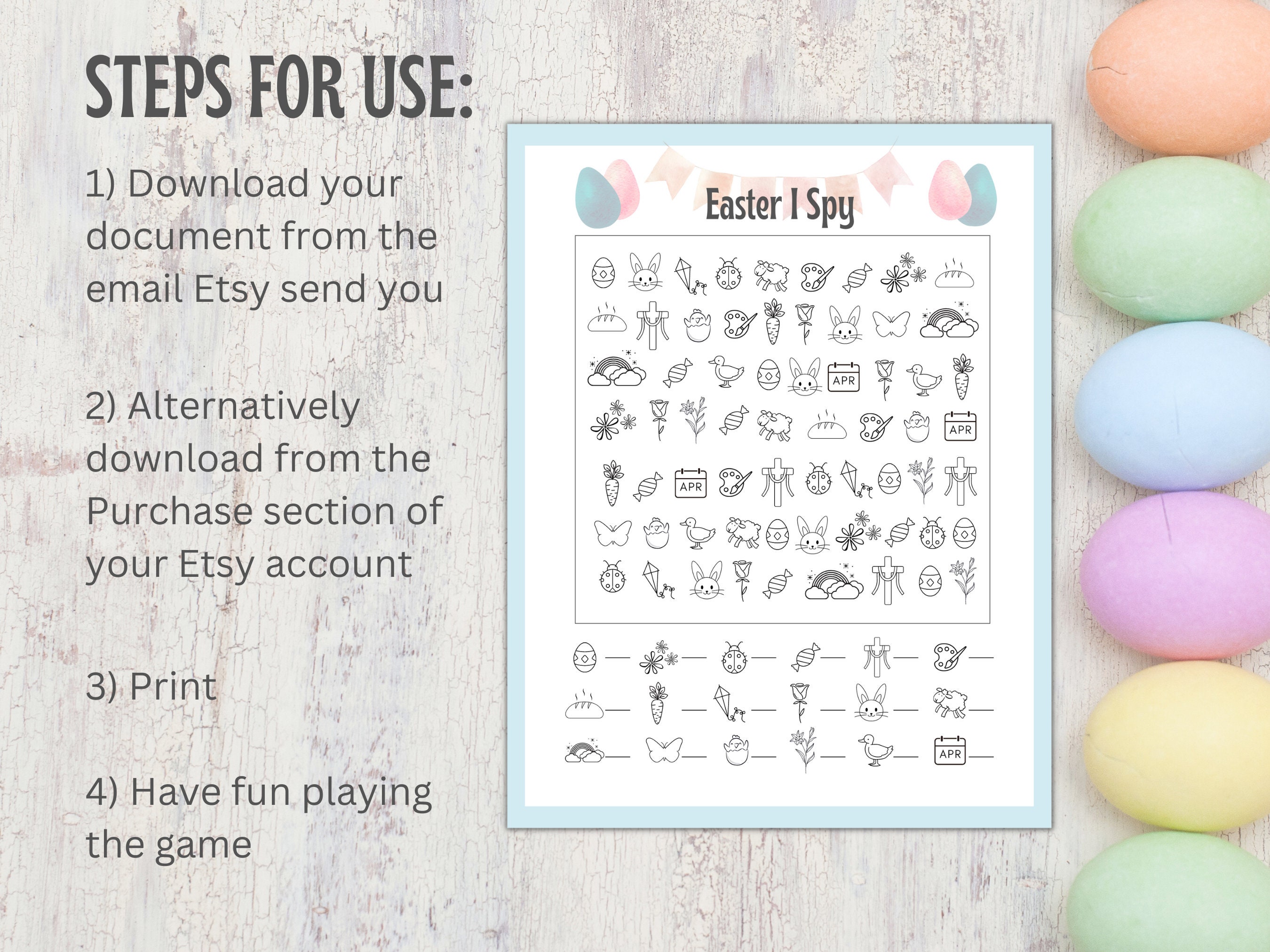 I Spy Printable Game for Easter Easter Sunday Activity Classroom Math ...
