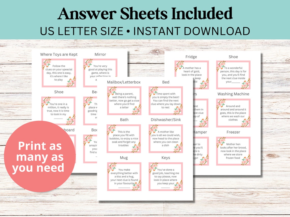 Indoor Printable Mother's Day Scavenger Hunt for Kids & - Etsy