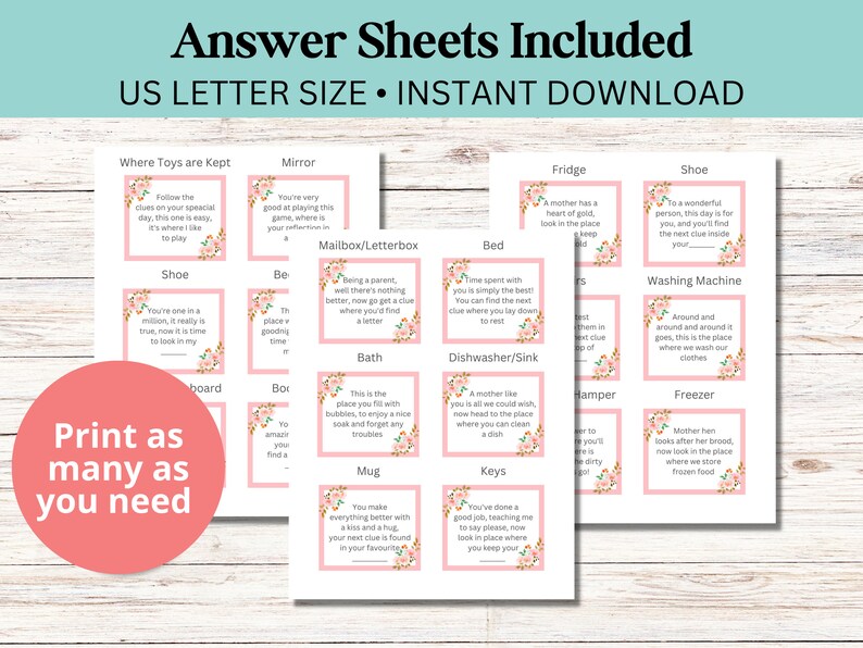 Indoor Printable Mother's Day Scavenger Hunt for Kids & - Etsy