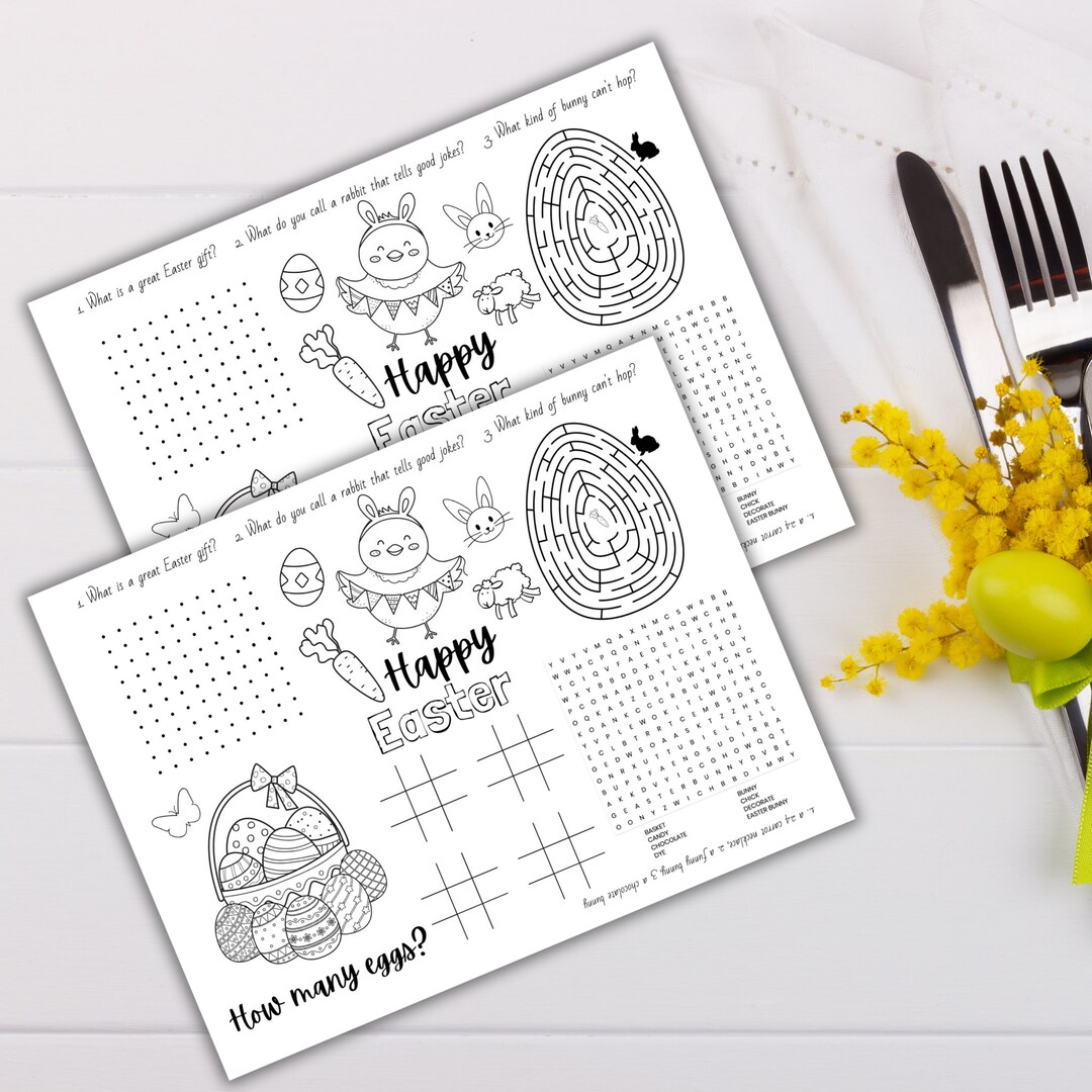 Easter Activity Placemat | Printable Restaurant and Table Setting ...