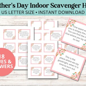 Indoor Printable Mother's Day Scavenger Hunt for Kids & - Etsy