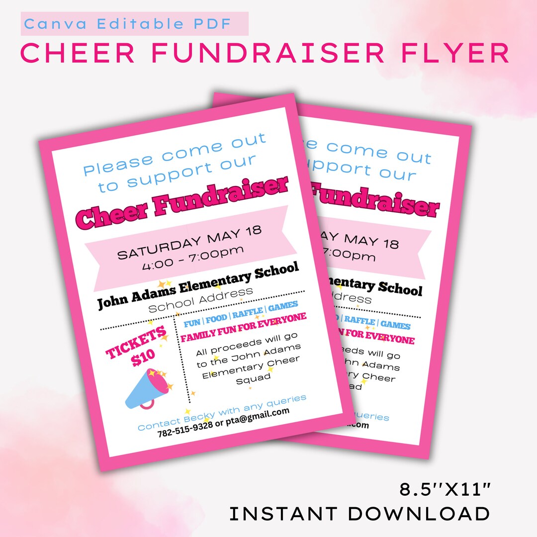 Cheer Fundraiser Flyer Template | School Cheer Squad Fundraising Forms ...