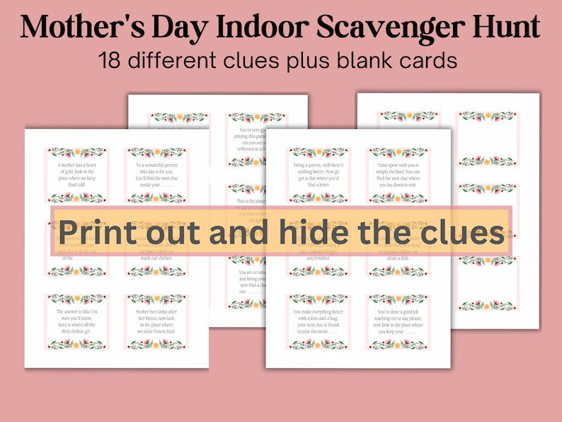 Printable Mothers Day Scavenger Hunt for Kids & Moms | Indoor Treasure ...