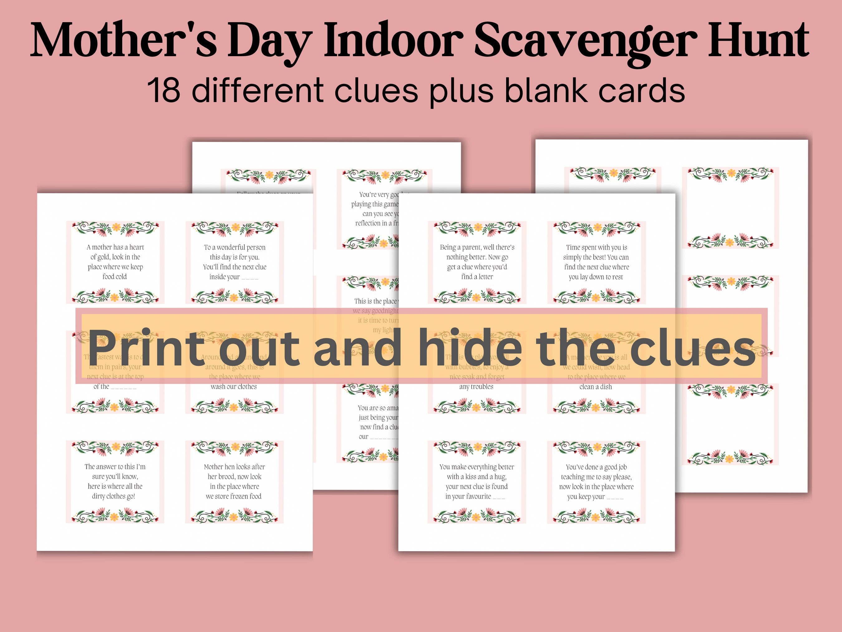 Printable Mothers Day Scavenger Hunt for Kids & Moms | Indoor Treasure ...