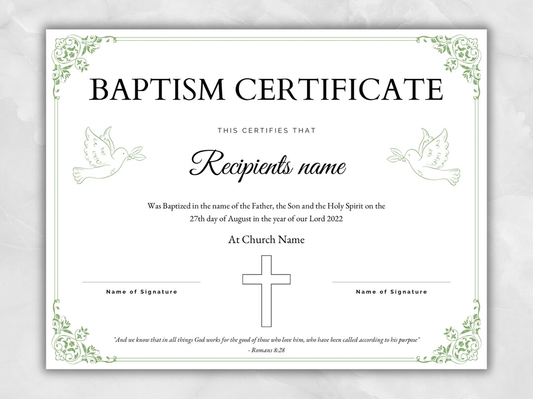 Baptism Certificate Editable in Canva Christening Certificate Canva ...