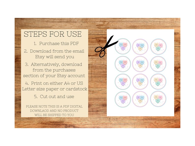 Printable Candy Sweet Heart Conversation Cupcake Toppers DIY Cake ...