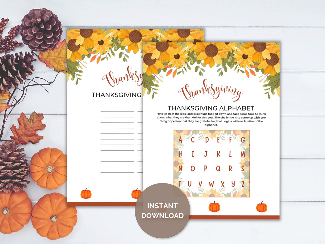 Thanksgiving Alphabet Activity Game for Young Kids, Teens and Adults ...