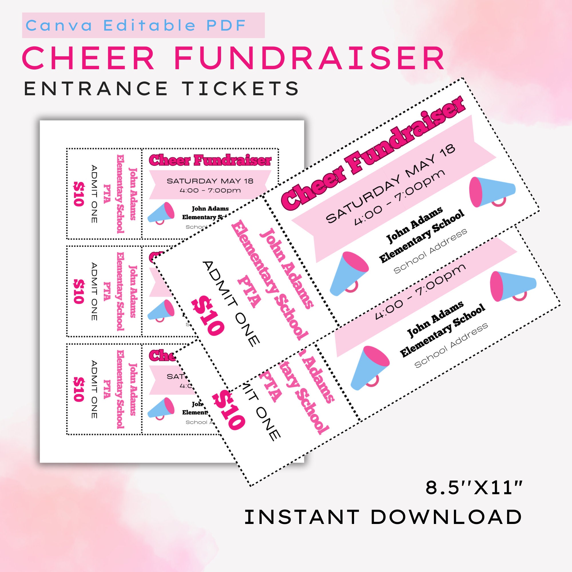 Cheer Fundraiser Entrance Tickets Template | School Cheer Squad ...