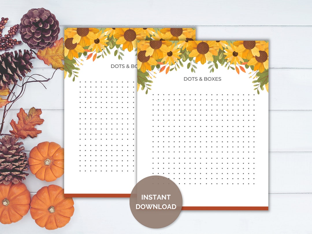 Thanksgiving Dots and Boxes Game Thanksgiving Activity for Kids, Teens ...