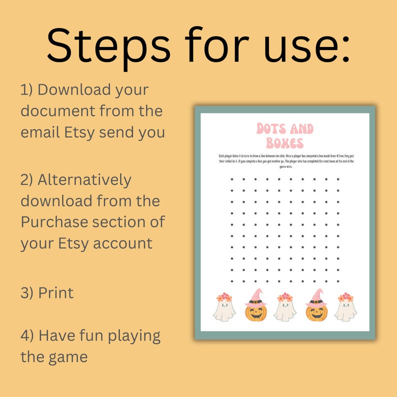 Retro Halloween Printable Dots and Boxes Activity Sheet Halloween Party ...