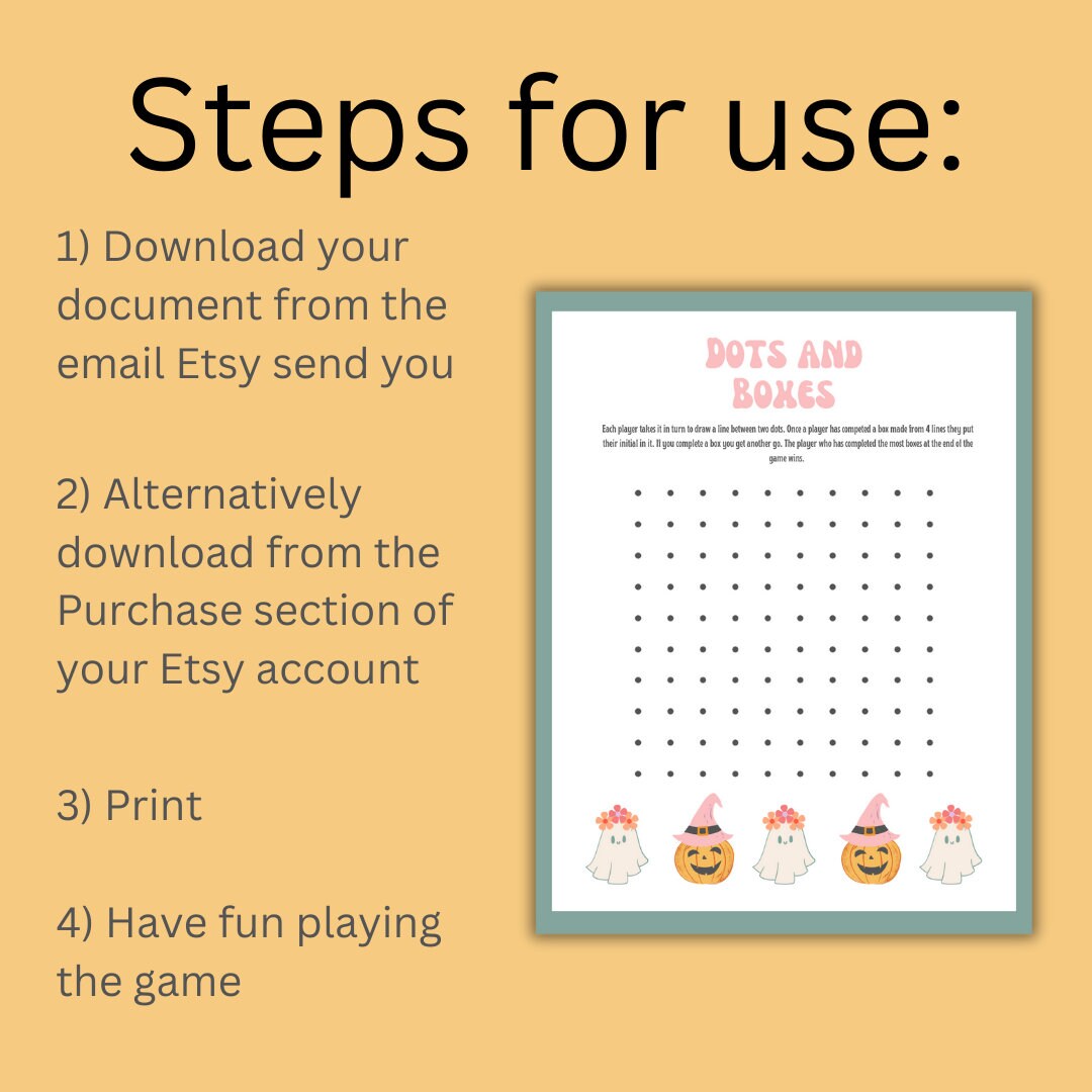 Retro Halloween Printable Dots and Boxes Activity Sheet Halloween Party ...