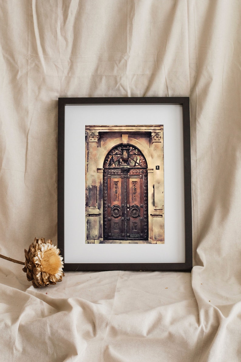 Vintage Door Painting Old Castle Rustic Door Art Wall Art Print ...