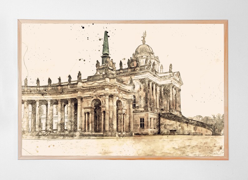 Vintage European Architecture Painting Wall Art Print Saint Charles ...