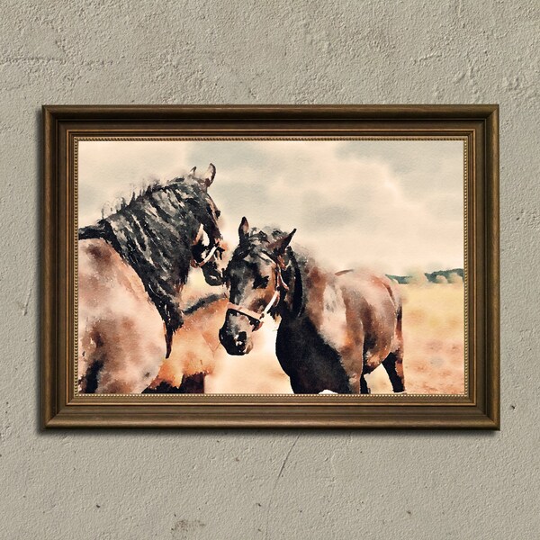 Two Horses Painting - Etsy