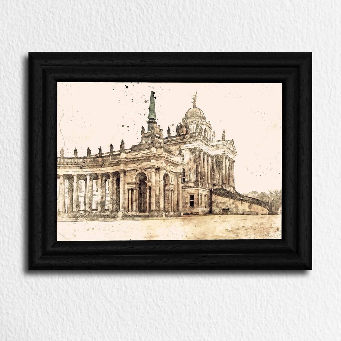 Vintage European Architecture Painting Wall Art Print Saint Charles ...