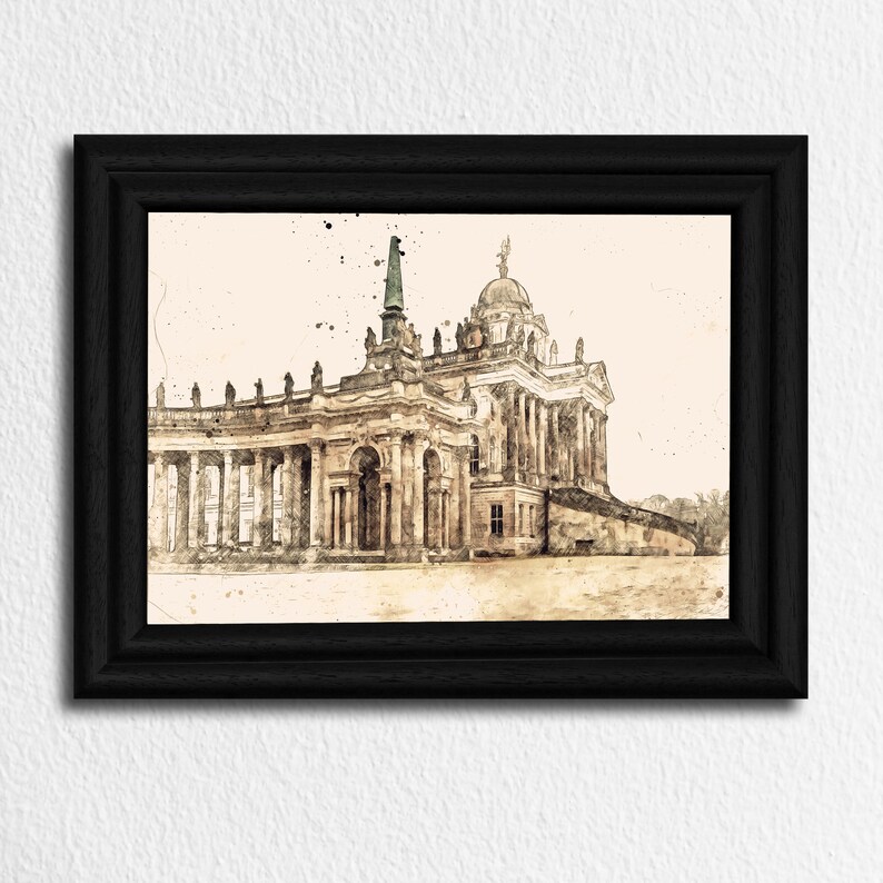Vintage European Architecture Painting Wall Art Print Saint Charles ...