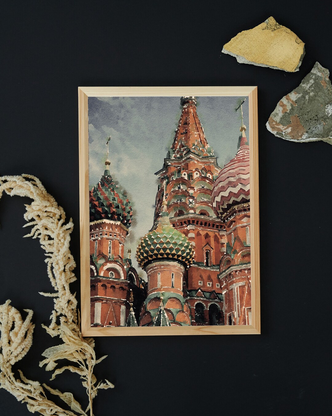 Vintage Russian Architecture Painting Wall Art Print Saint Basil's ...