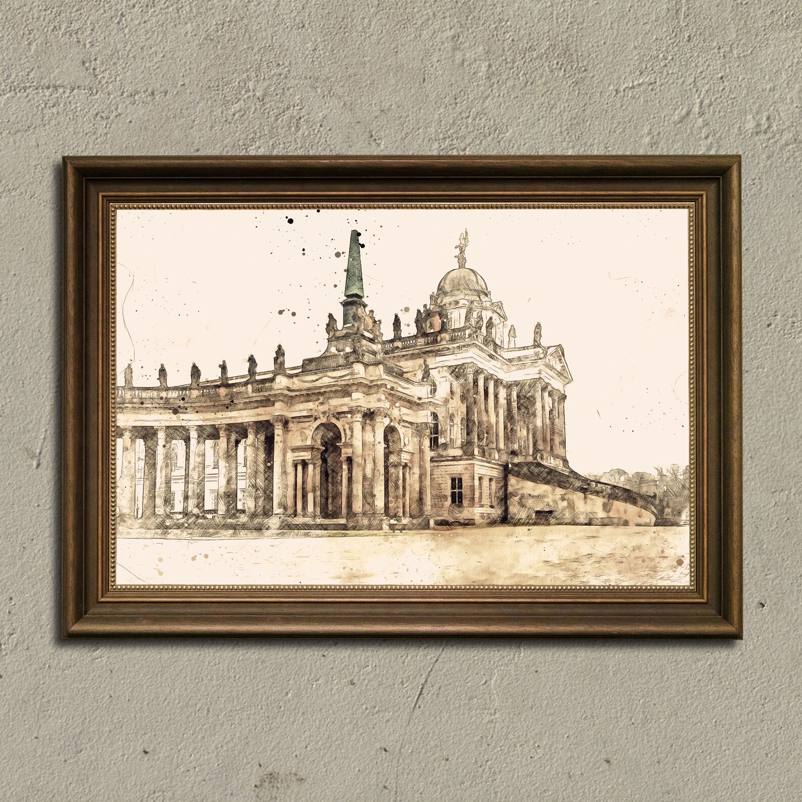 Vintage European Architecture Painting Wall Art Print Saint Charles ...