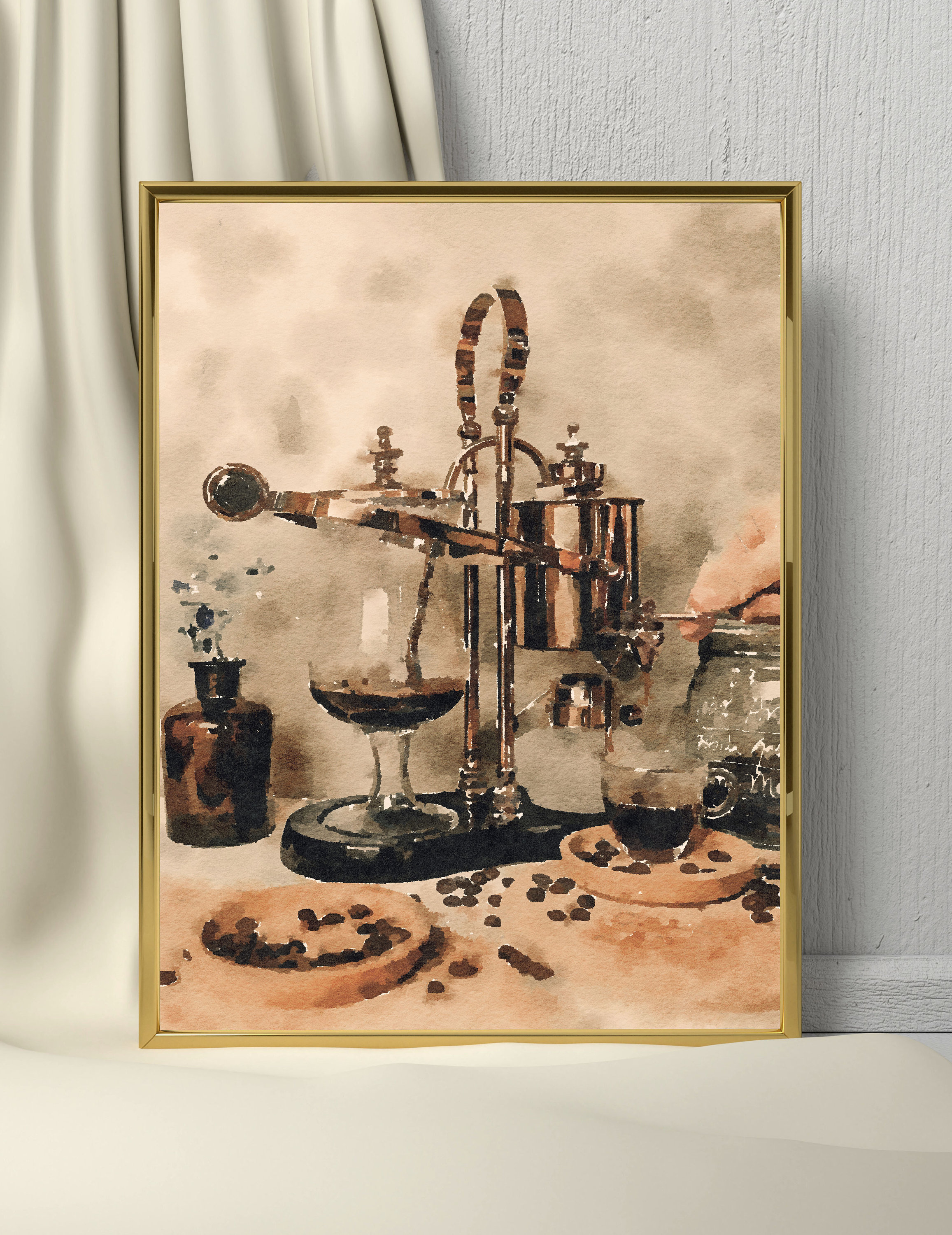 Still Life Coffee Painting, Moody Interiors Still Life Art Print ...