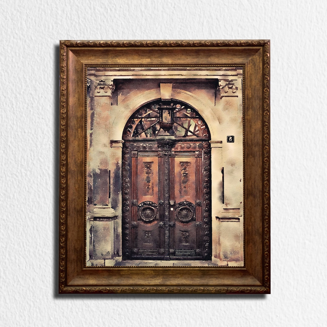 Vintage Door Painting Old Castle Rustic Door Art Wall Art Print ...