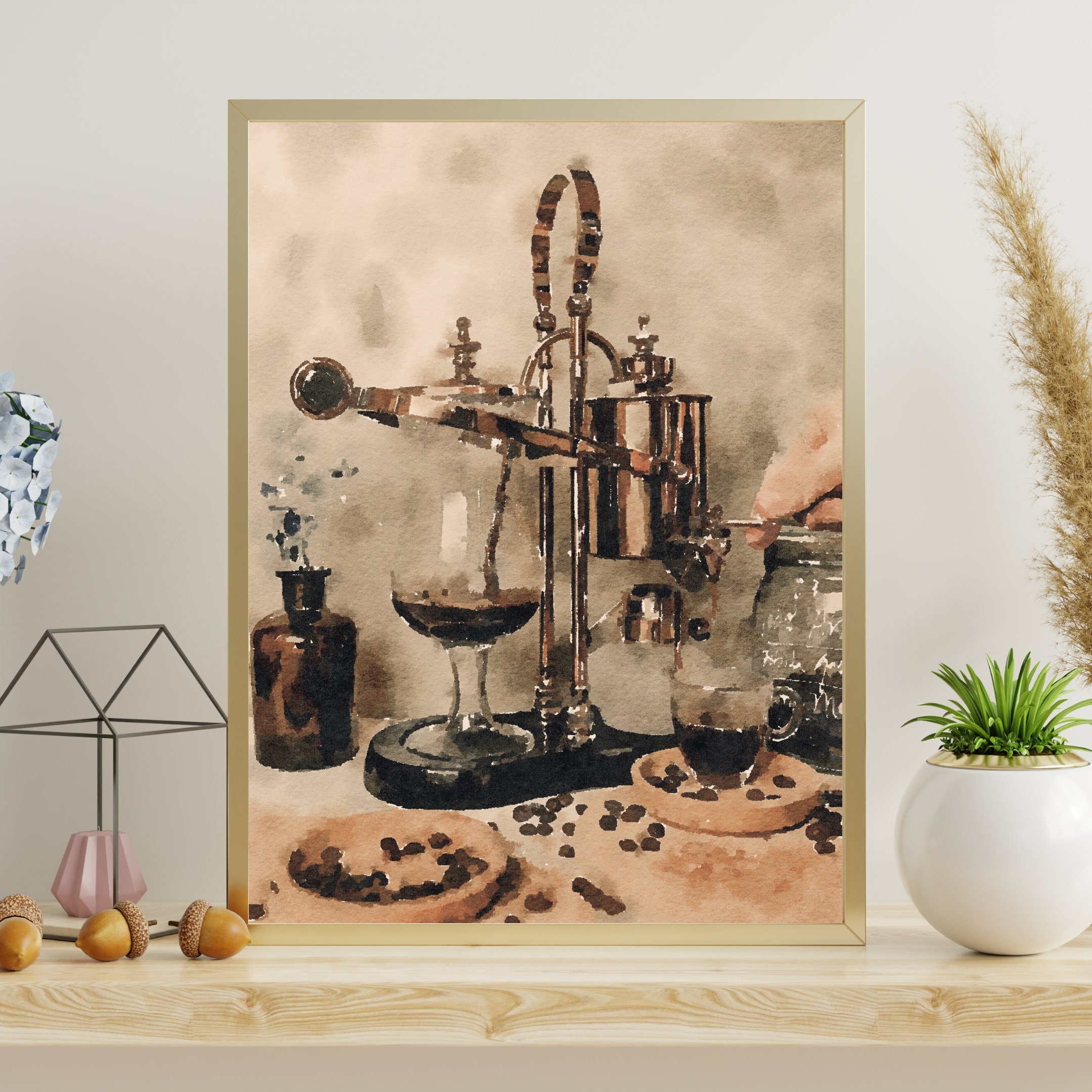 Still Life Coffee Painting, Moody Interiors Still Life Art Print ...