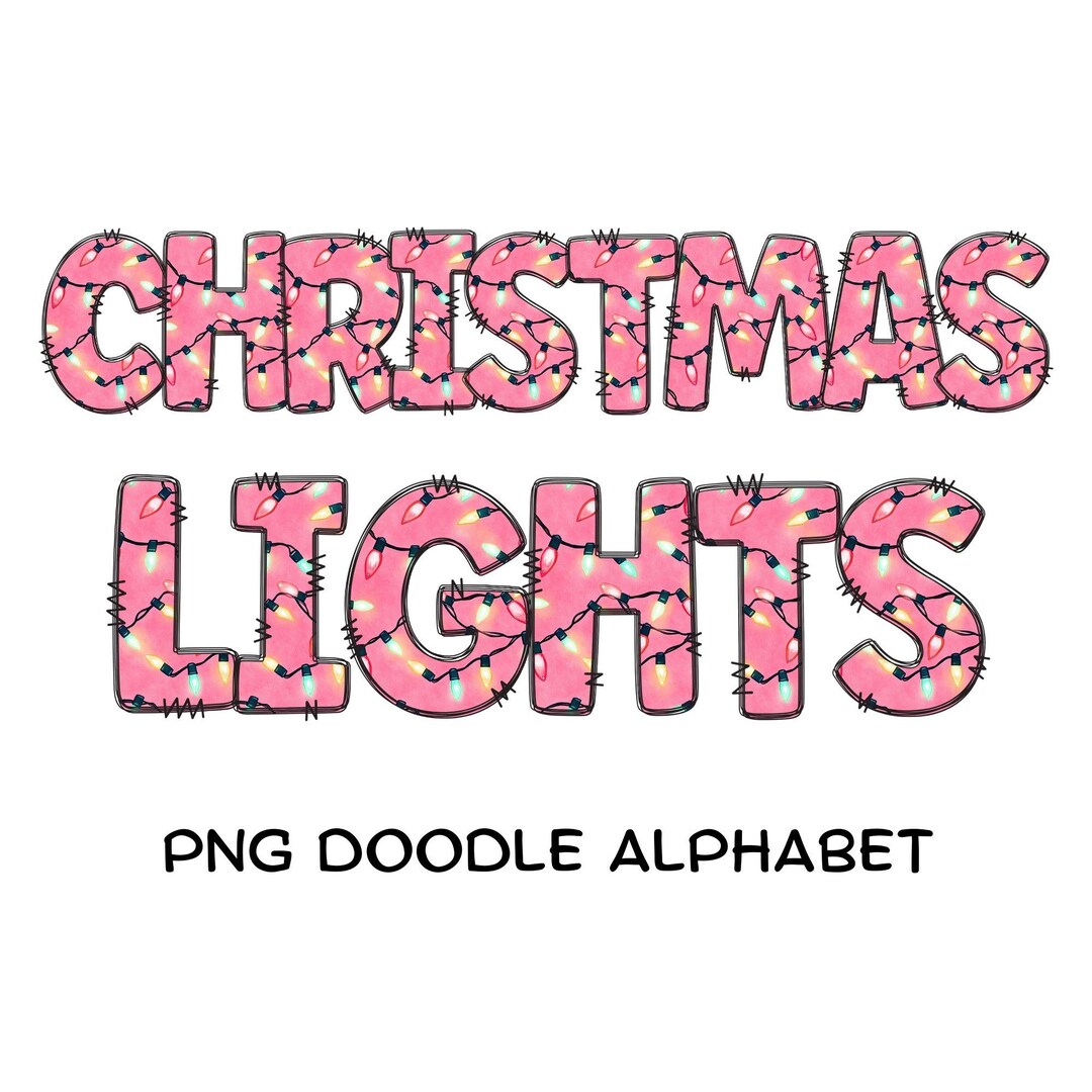 Christmas Doodle Alphabet Clipart, Christmas Lights Letter Clipart ...