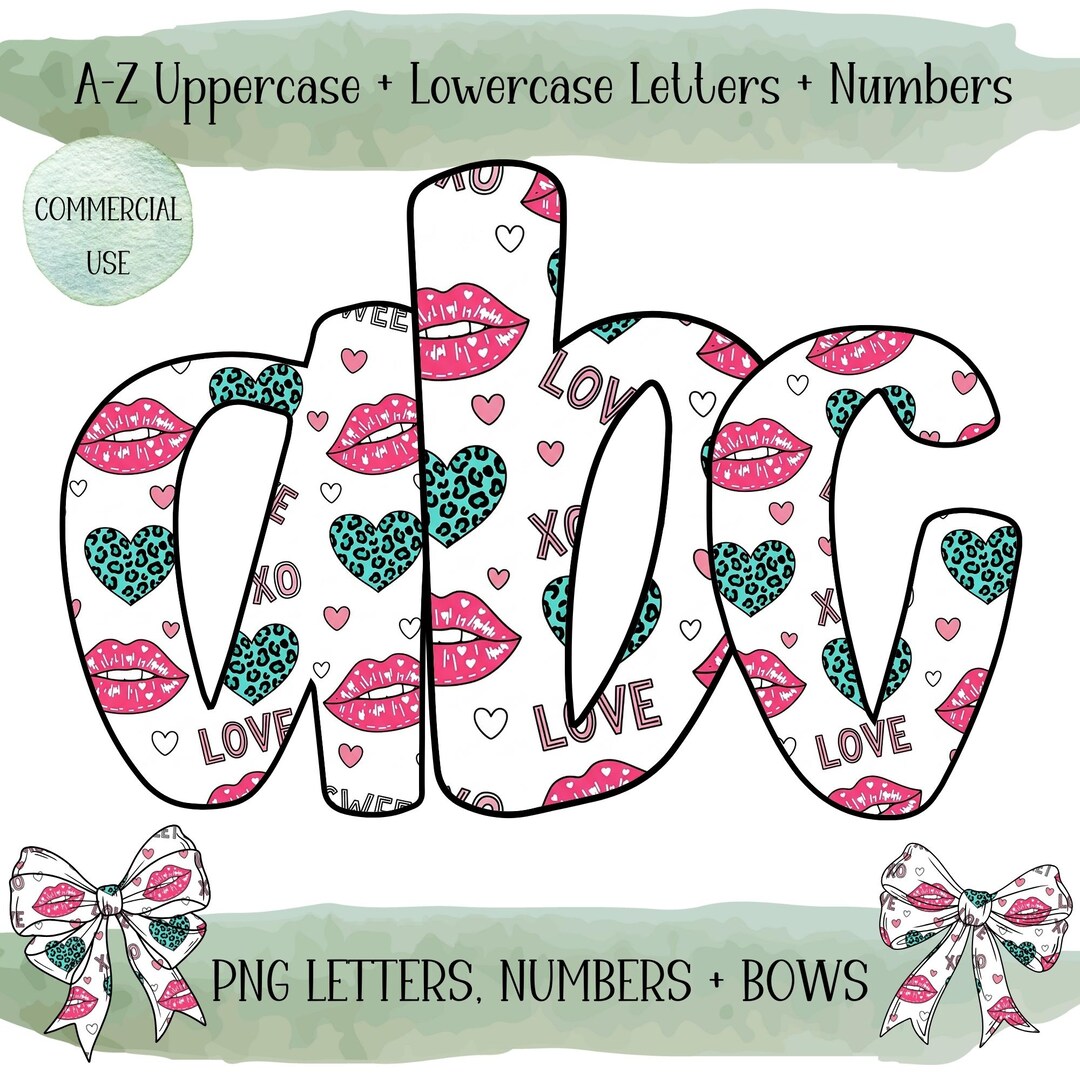 Valentines Day Alphabet PNG Clipart, Pink Doodle Font, Valentines ...