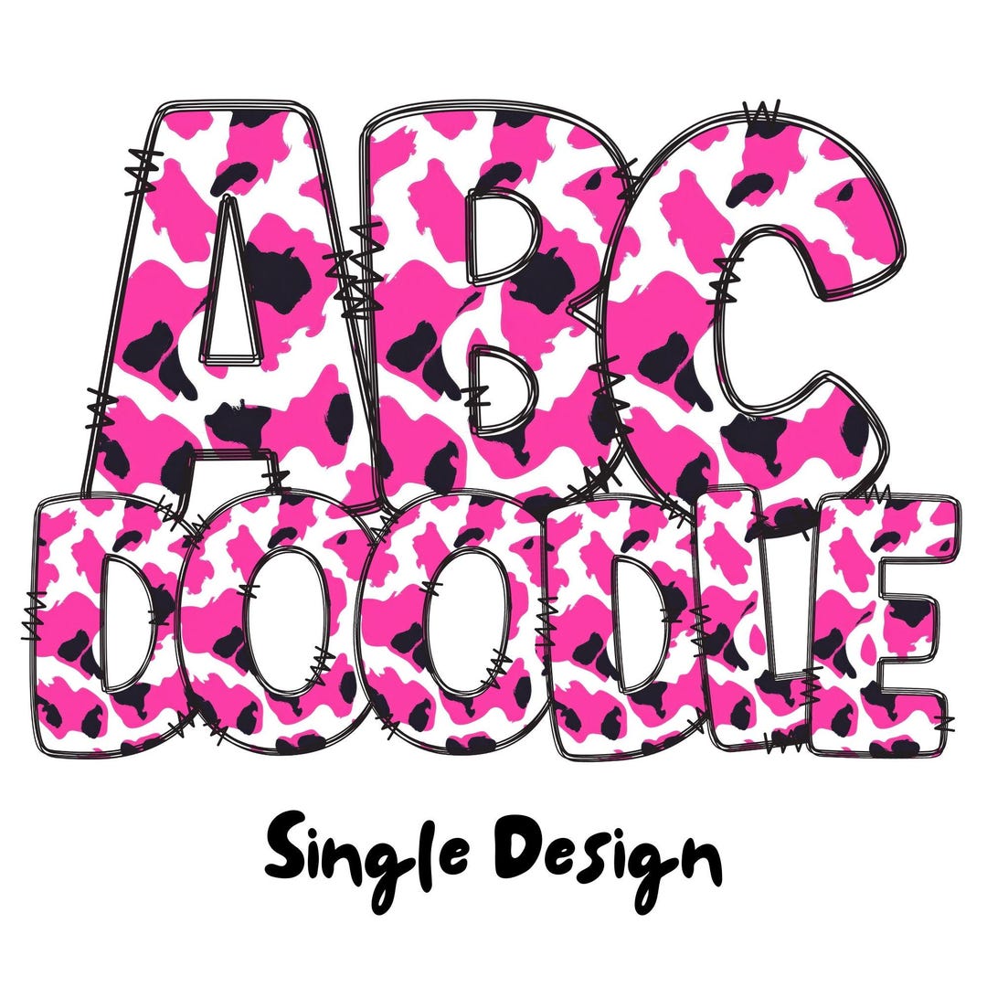 Alphabet Letter Doodle PNG, Pink Cow Print, Digital Download ...