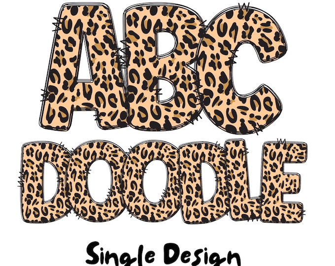 Doodle Leopard Alphabet Letters SVG PNG Turquoise Canva Cricut, Doodle ...