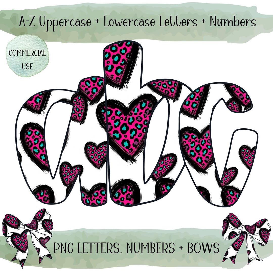 Valentines Heart Alphabet PNG Clipart, Pink Doodle Font, Commercial Use ...