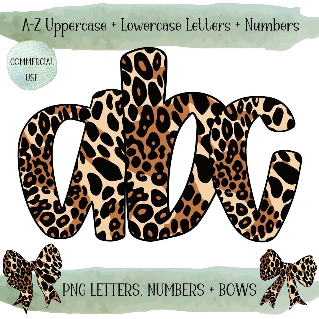 Doodle Letters Alphabet PNG, Leopard Alphabet Clipart, Digital Download ...