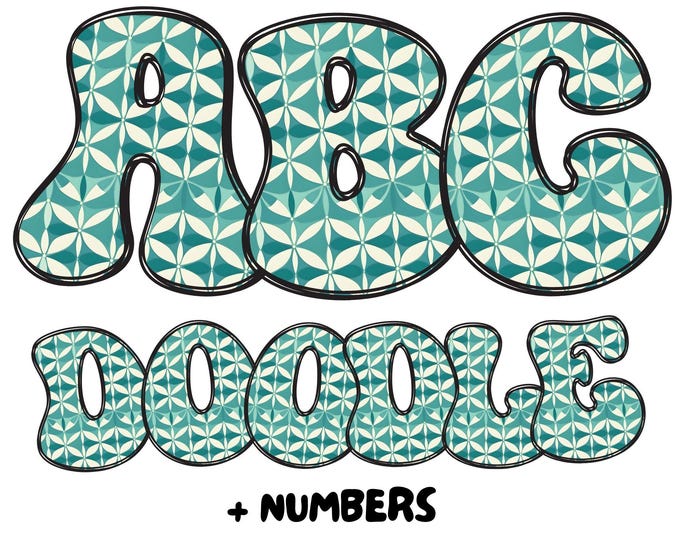 Groovy Doodle Letter PNG Bundle: Retro Rainbow Font Digital Download ...