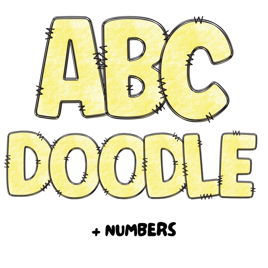 Doodle Crayon Alphabet PNG: Back to School Clipart (digital Download ...