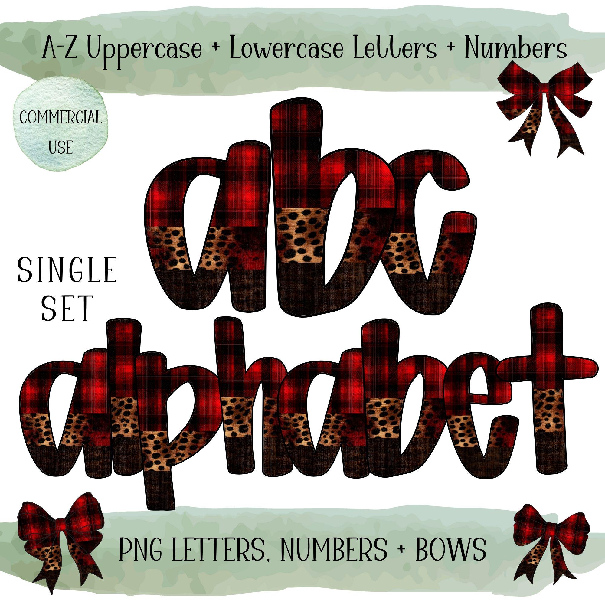 Doodle Font PNG, Leopard Alphabet PNG, Plaid Bow Letters and Numbers ...