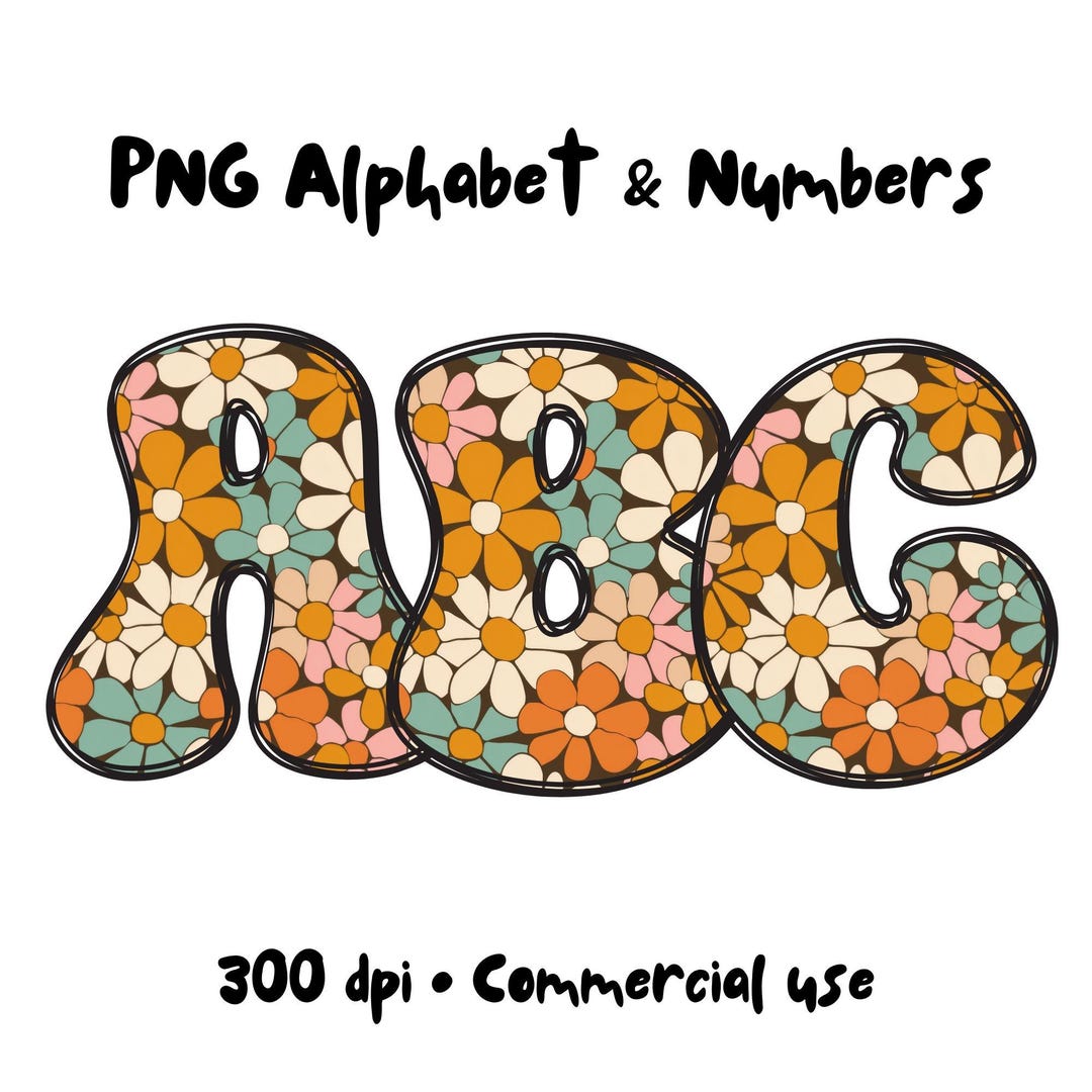 Retro Doodle Letter & Number, 70s Flower Alphabet Png, Groovy Letter ...