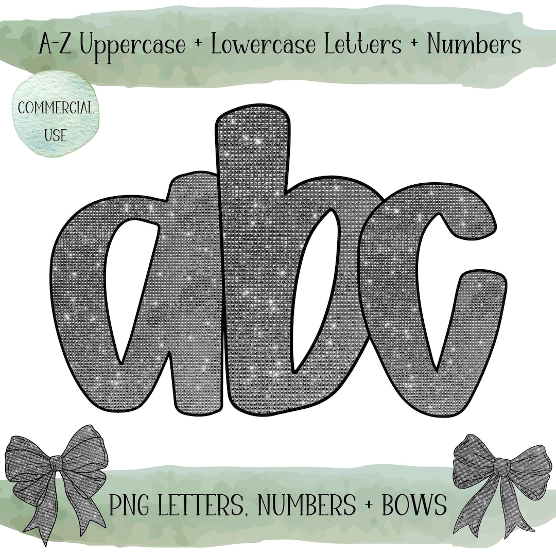 Christmas Alphabet PNG, Glitter Doodle Font, Silver Letters, Digital ...