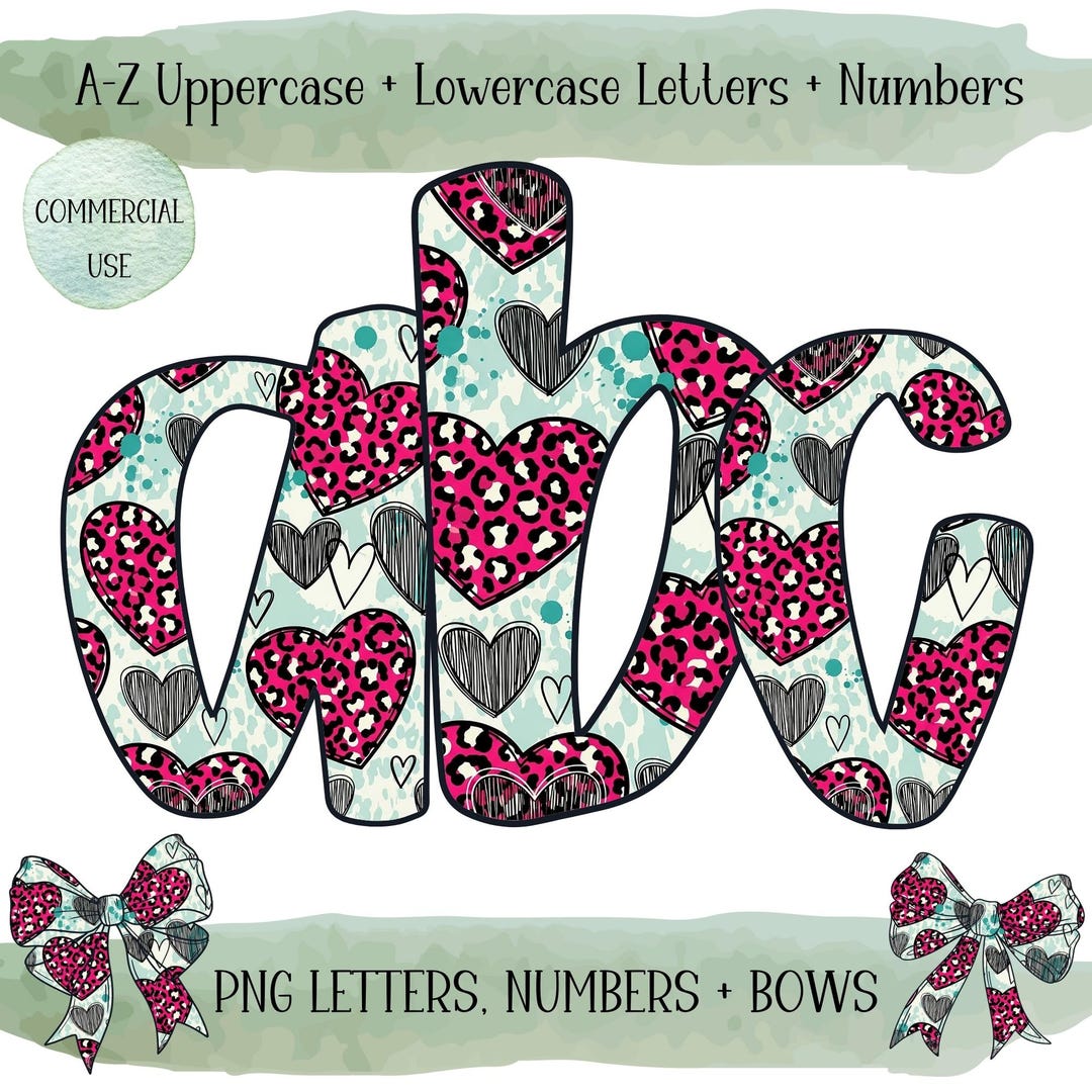 Valentines Heart Alphabet PNG Clipart, Pink Doodle Font, Commercial Use ...