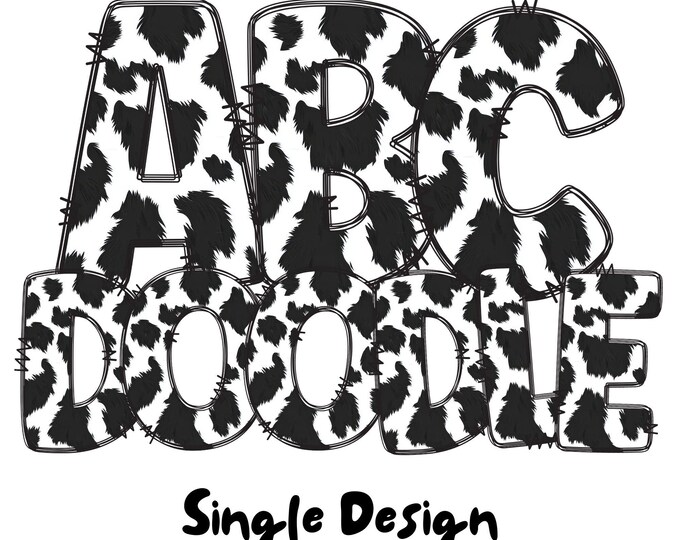 Digital Download | Doodle Black and White Cow Print Pattern Fill | PNG ...