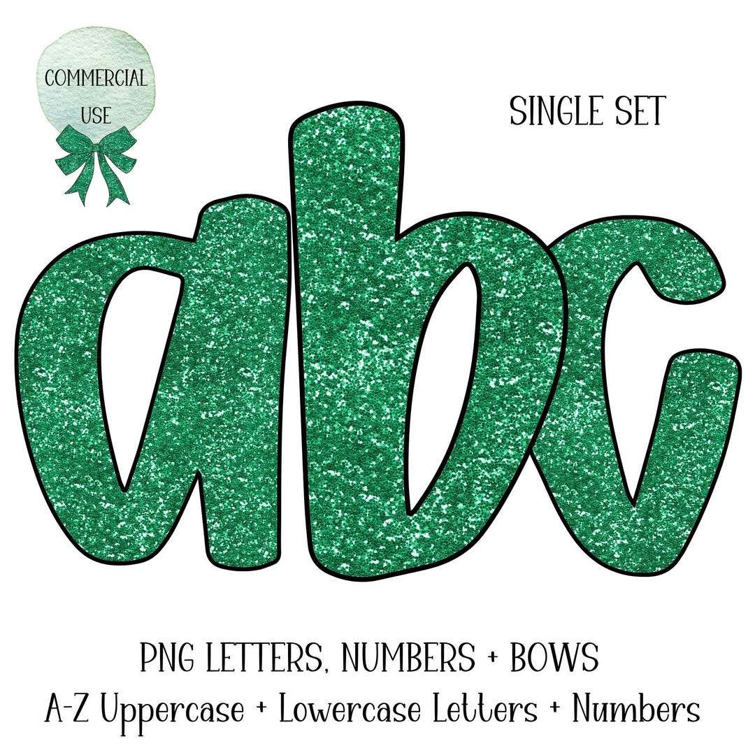 Green Glitter Alphabet PNG Bundle, Christmas Doodle Letters, A-Z ...