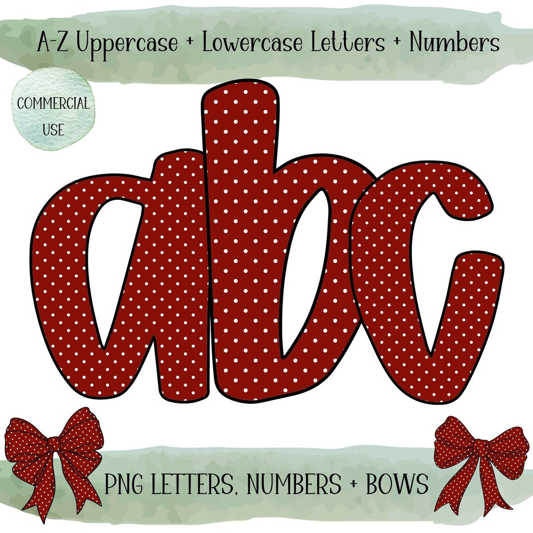Valentine Doodle Alphabet, Polka Dot Doodle Font, Valentines Clipart ...