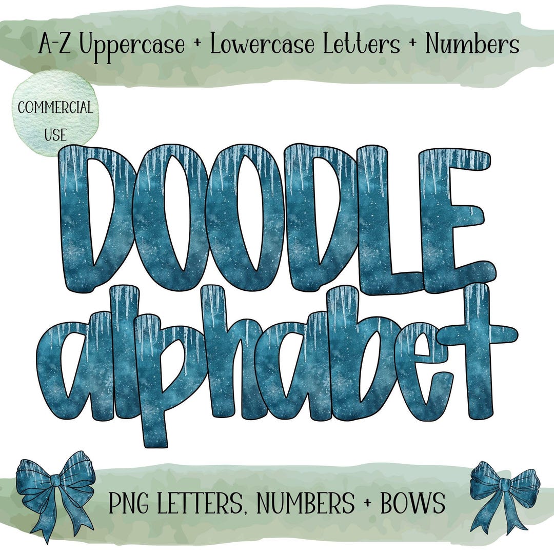 Frozen Doodle Alphabet PNG, Christmas Doodle Letters, Winter Font ...