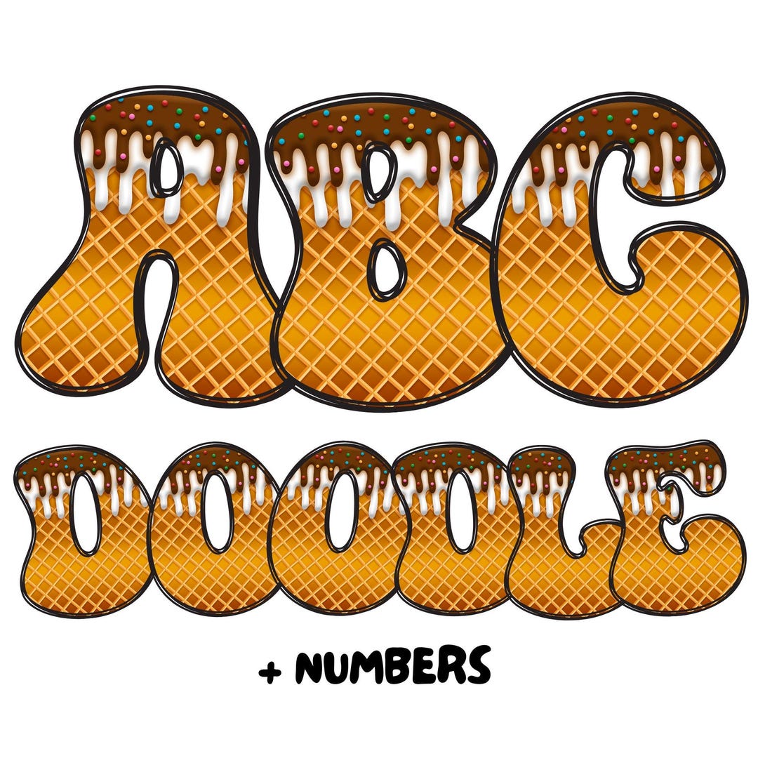 Ice Cream Cone Doodle Alphabet, Drip Doodle Letter Png, Melting Ice ...