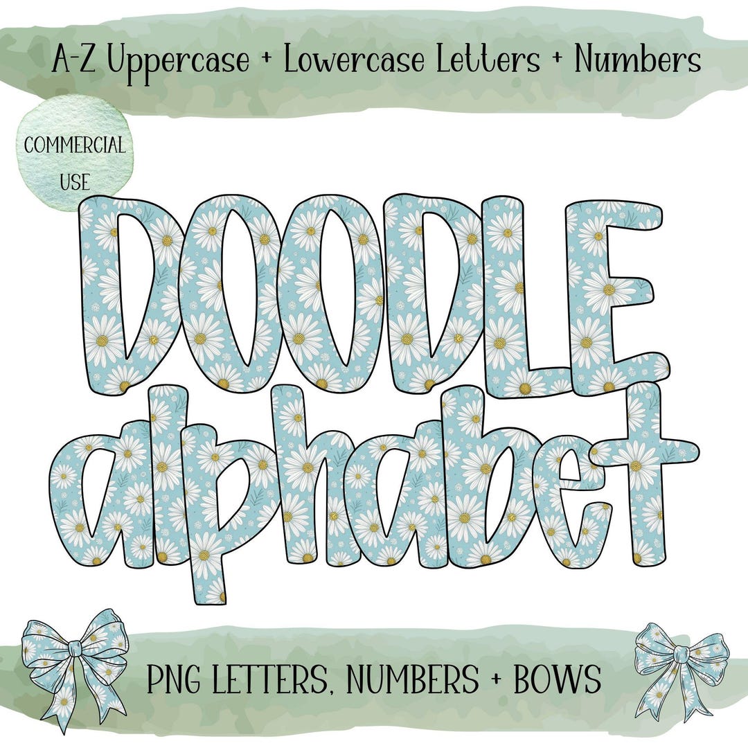 Daisy Alphabet PNG Bundle, Grandmillenial Floral Alphabet, Flower Font ...