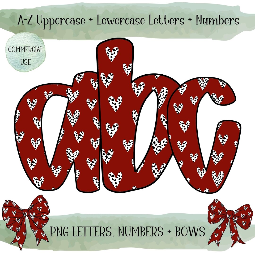 Valentine Doodle Alphabet, Heart Doodle Font, Valentines Clipart ...