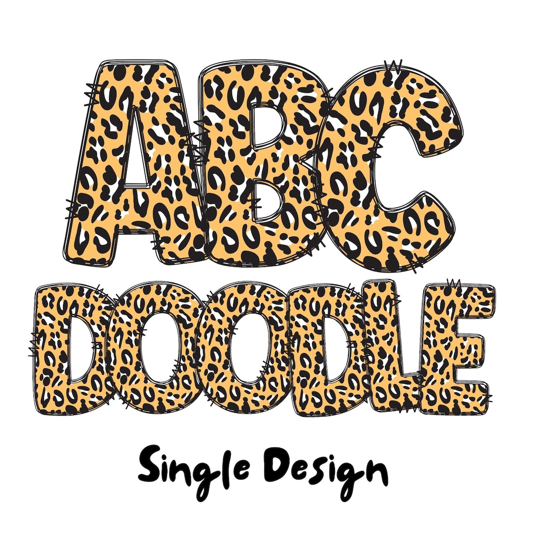 Leopard Doodle Letters Alphabet PNG, Animal Print Clipart, Cheetah ...
