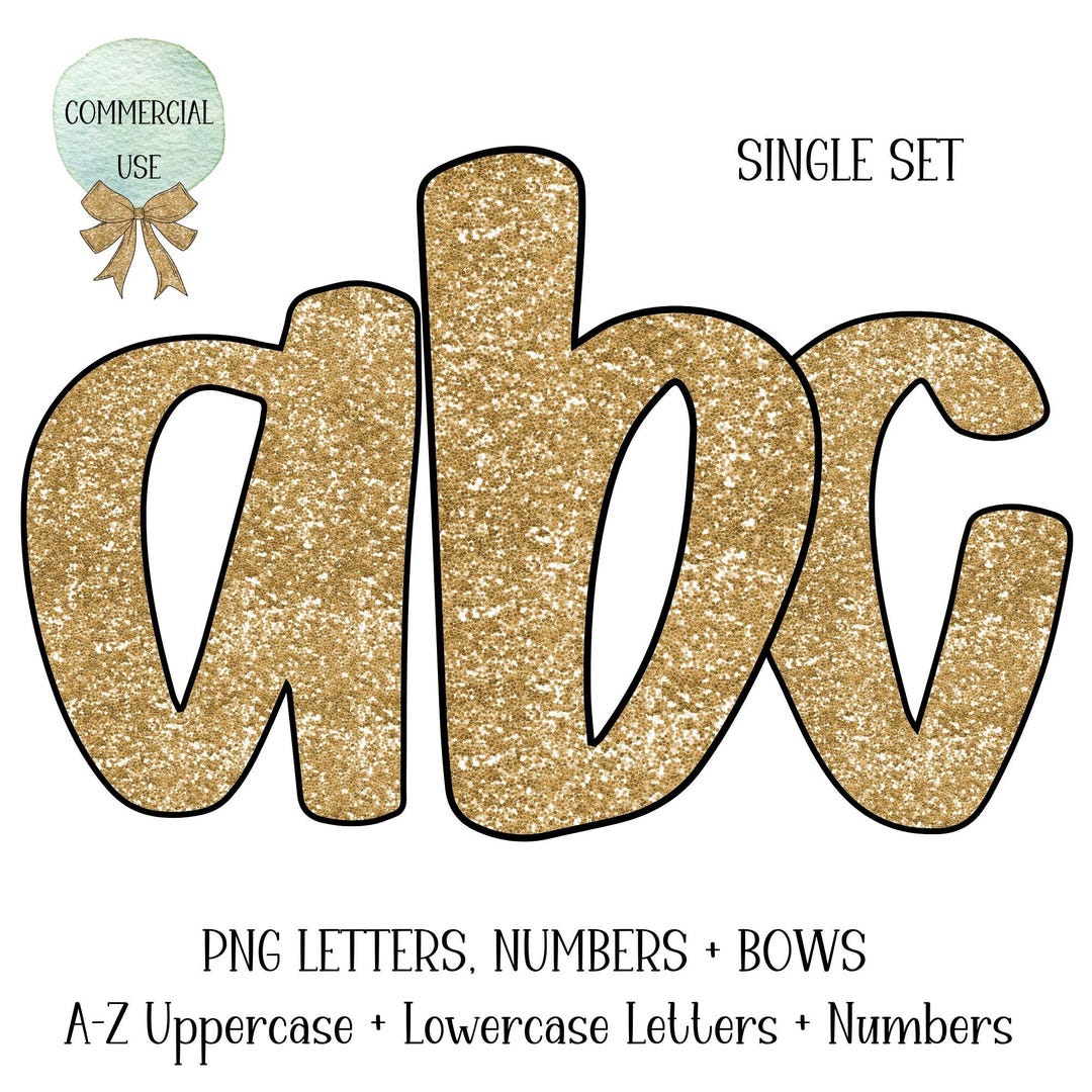 Gold Glitter Alphabet PNG Bundle, A-Z Letters, Numbers & Symbols ...